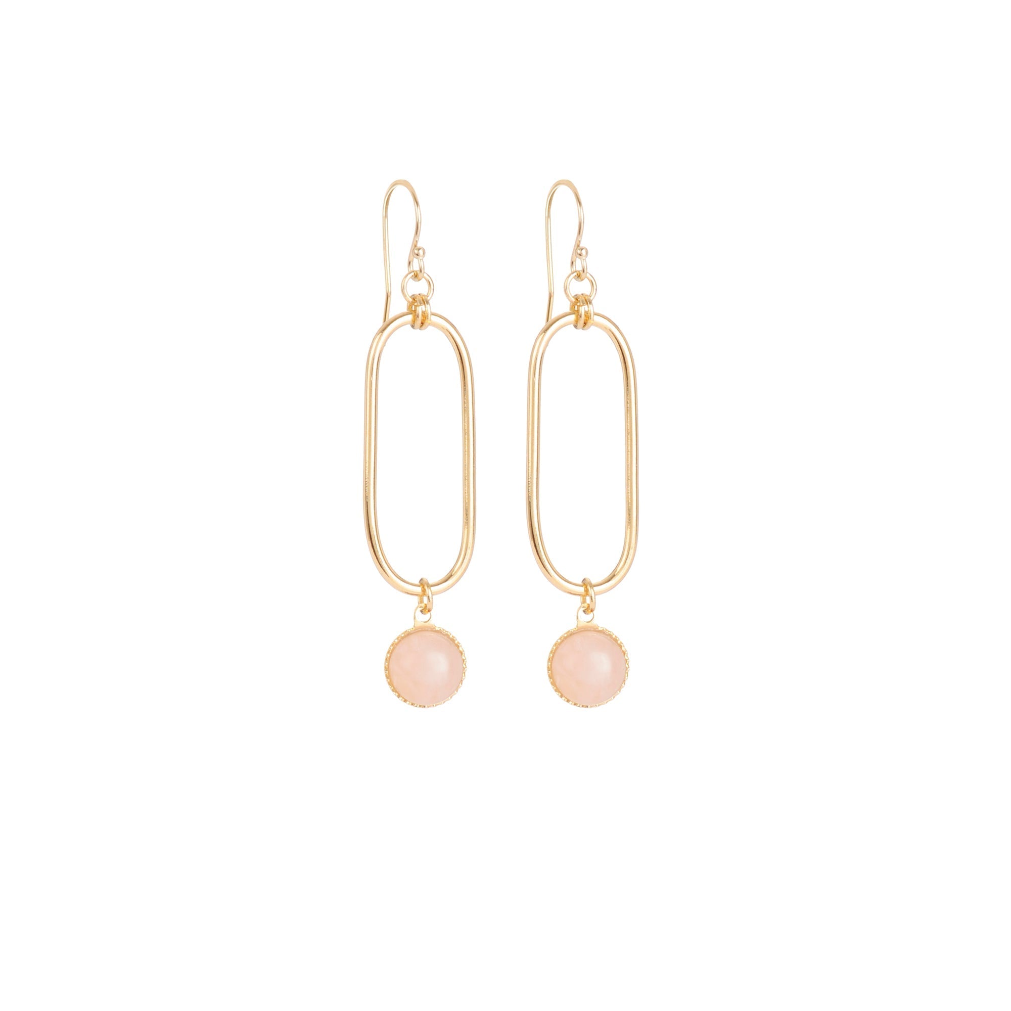 Boucles d'oreilles Emma rectangle et cabochon en quartz rose - Intuitu ...